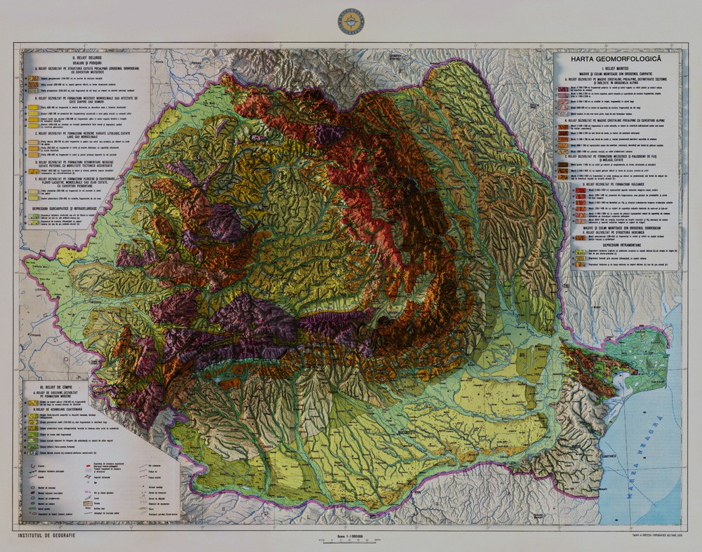 România Geomorphological Map (1976) by Encompass Geographic | Artwork ...